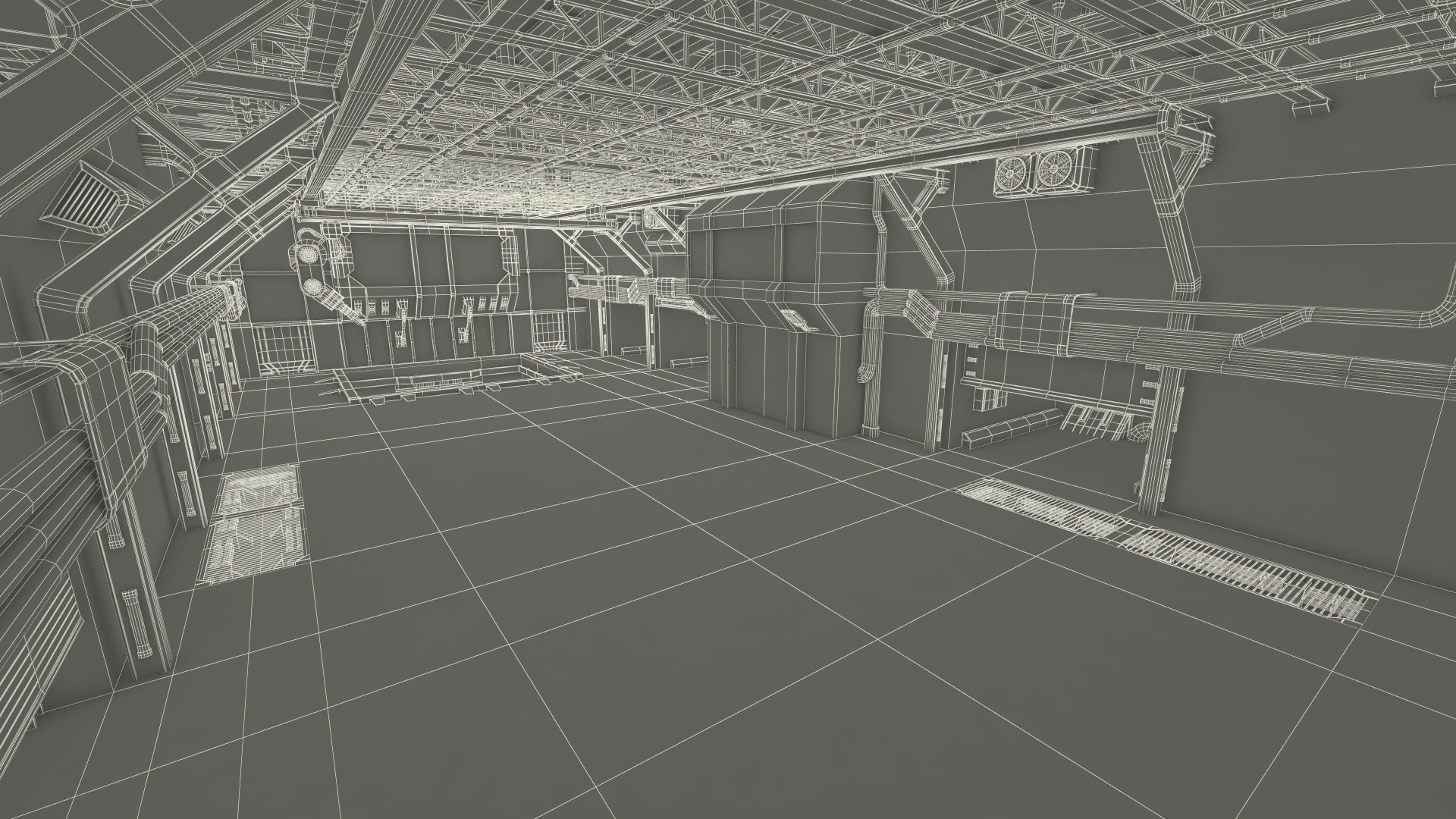 3D Model Sci Fi Hangar Interior Red Lights - TurboSquid 2206573