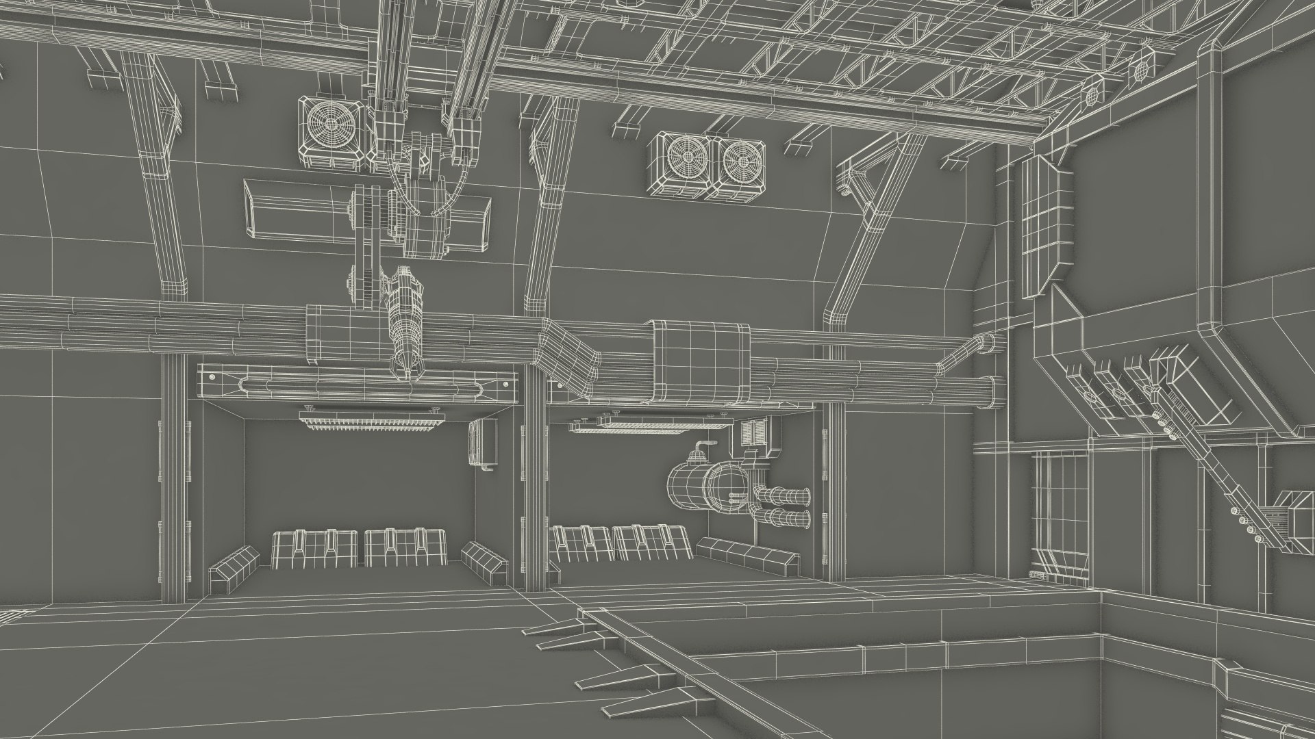 3D Model Sci Fi Hangar Interior Red Lights - TurboSquid 2206573