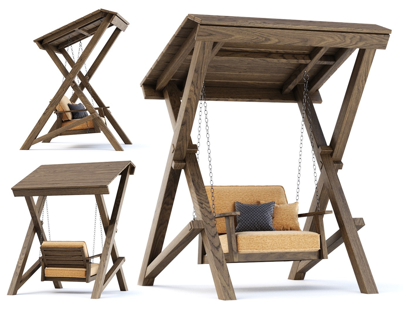 Wooden Garden Single Swing V2 3D Model - TurboSquid 1999014