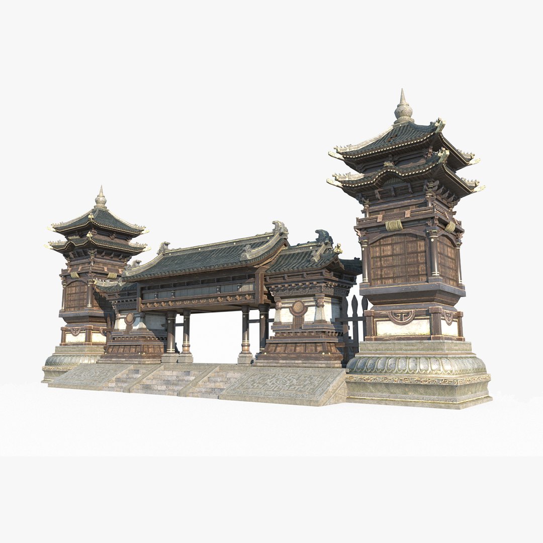 3D Gate Level Of Ancient Asian Architecture - TurboSquid 2054744