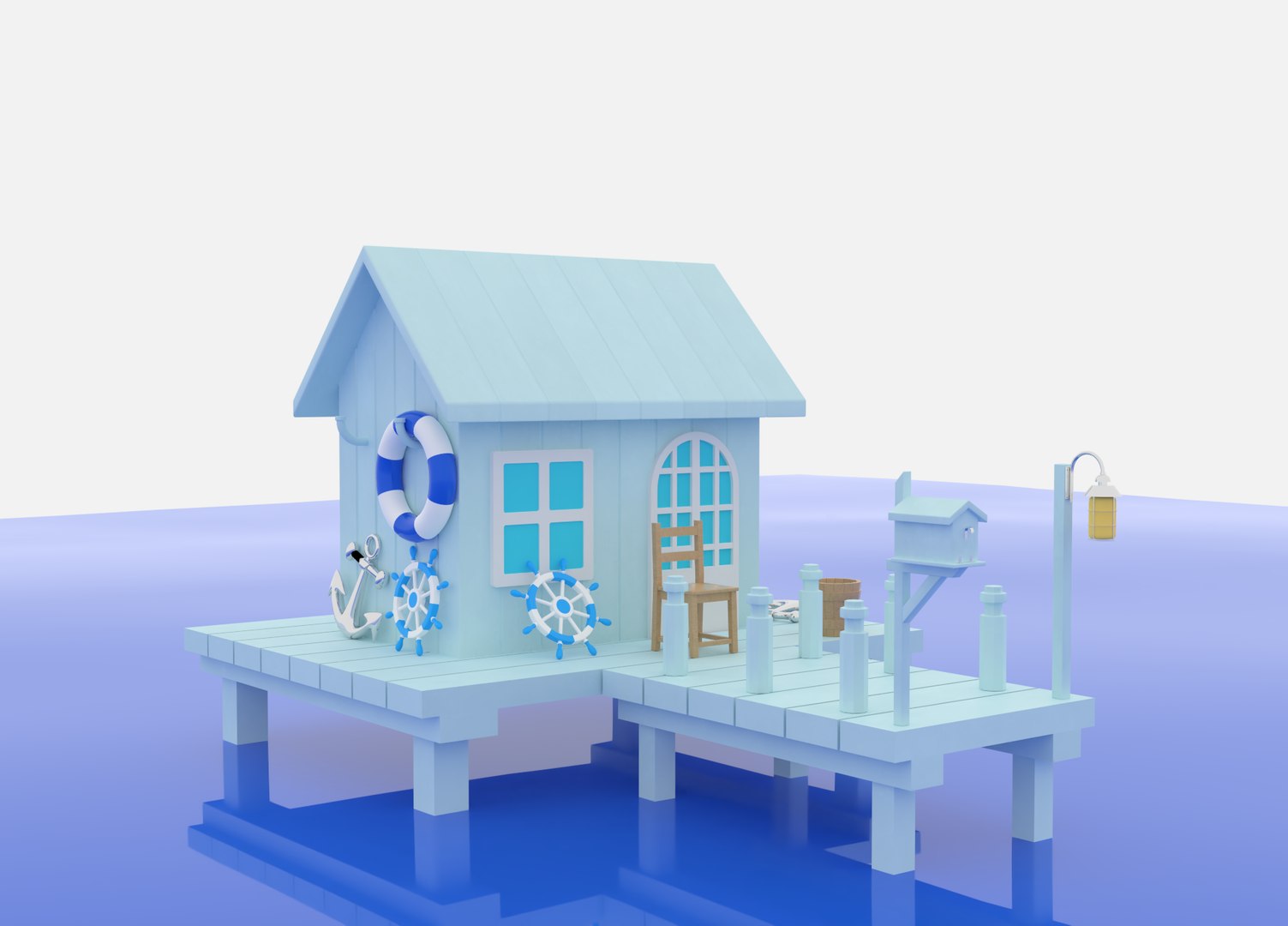 3D Cartoon Sea House Model - TurboSquid 1617187