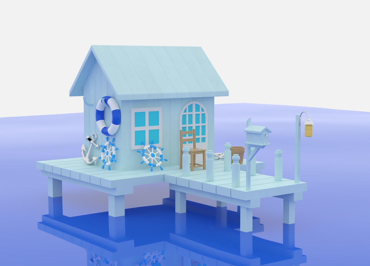 3D Cartoon Sea House Model - TurboSquid 1617187