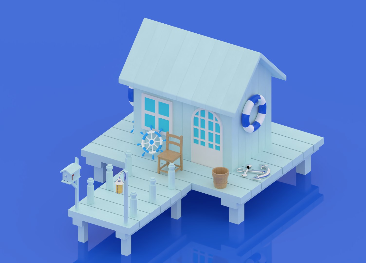3D cartoon sea house model - TurboSquid 1617187