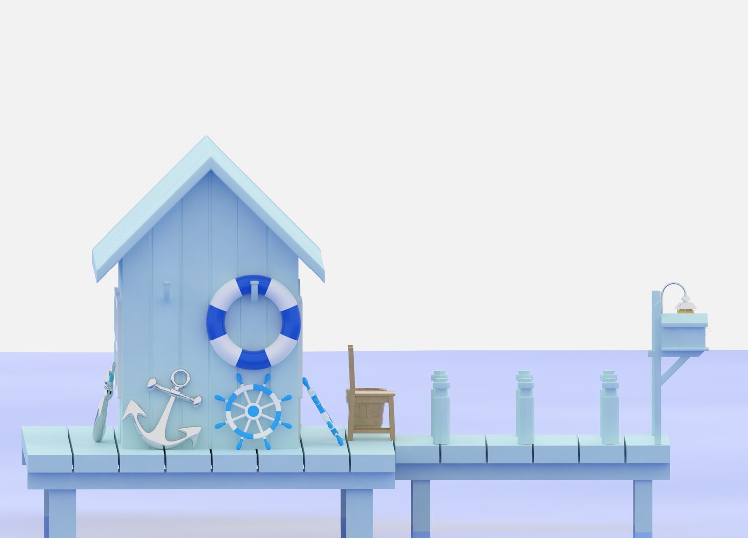 3D Cartoon Sea House Model - TurboSquid 1617187