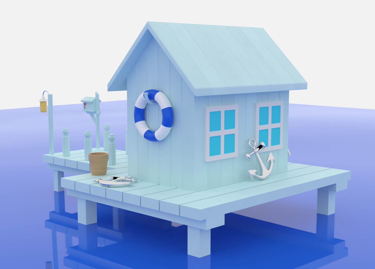 3D Cartoon Sea House Model - TurboSquid 1617187