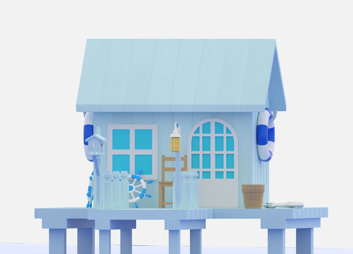 3D Cartoon Sea House Model - TurboSquid 1617187