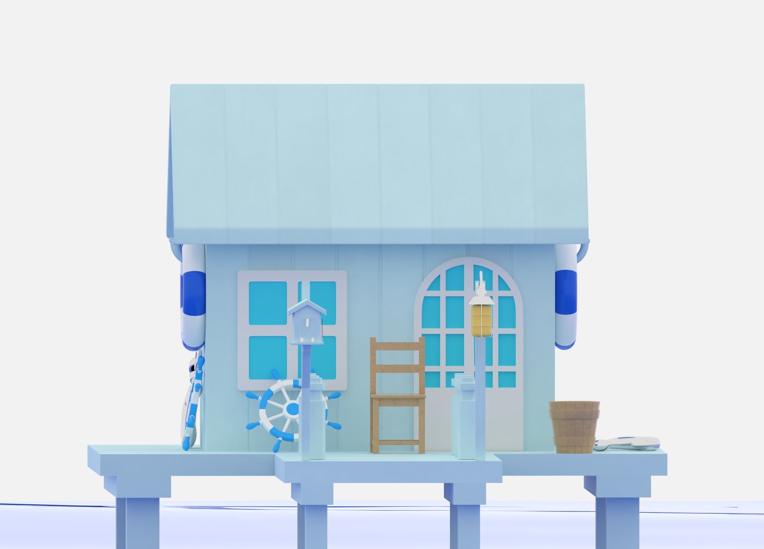 3D Cartoon Sea House Model - TurboSquid 1617187