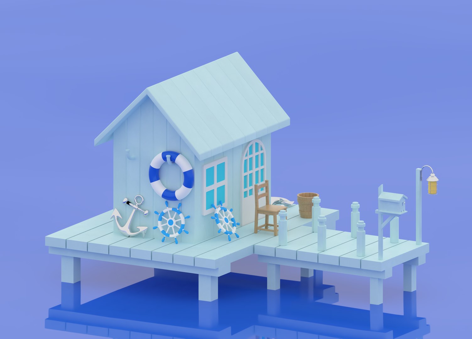 3D Cartoon Sea House Model - TurboSquid 1617187