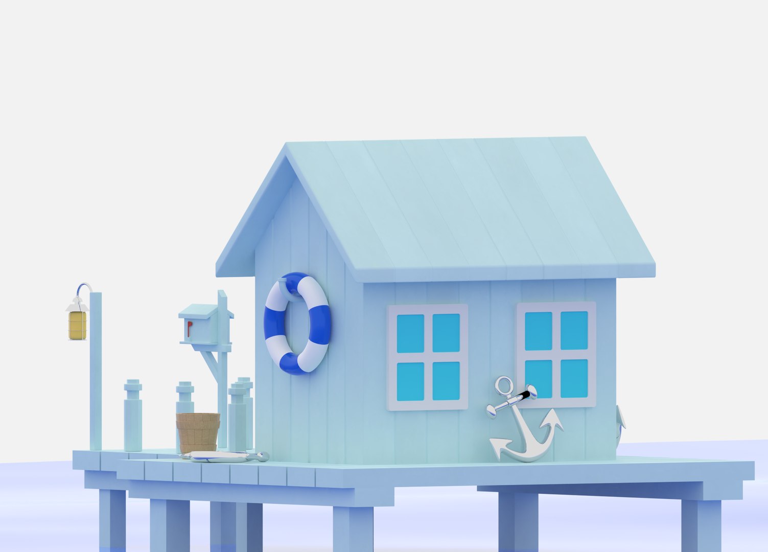 3D Cartoon Sea House Model - TurboSquid 1617187
