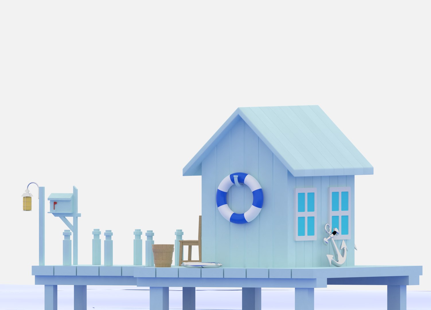 3D Cartoon Sea House Model - TurboSquid 1617187