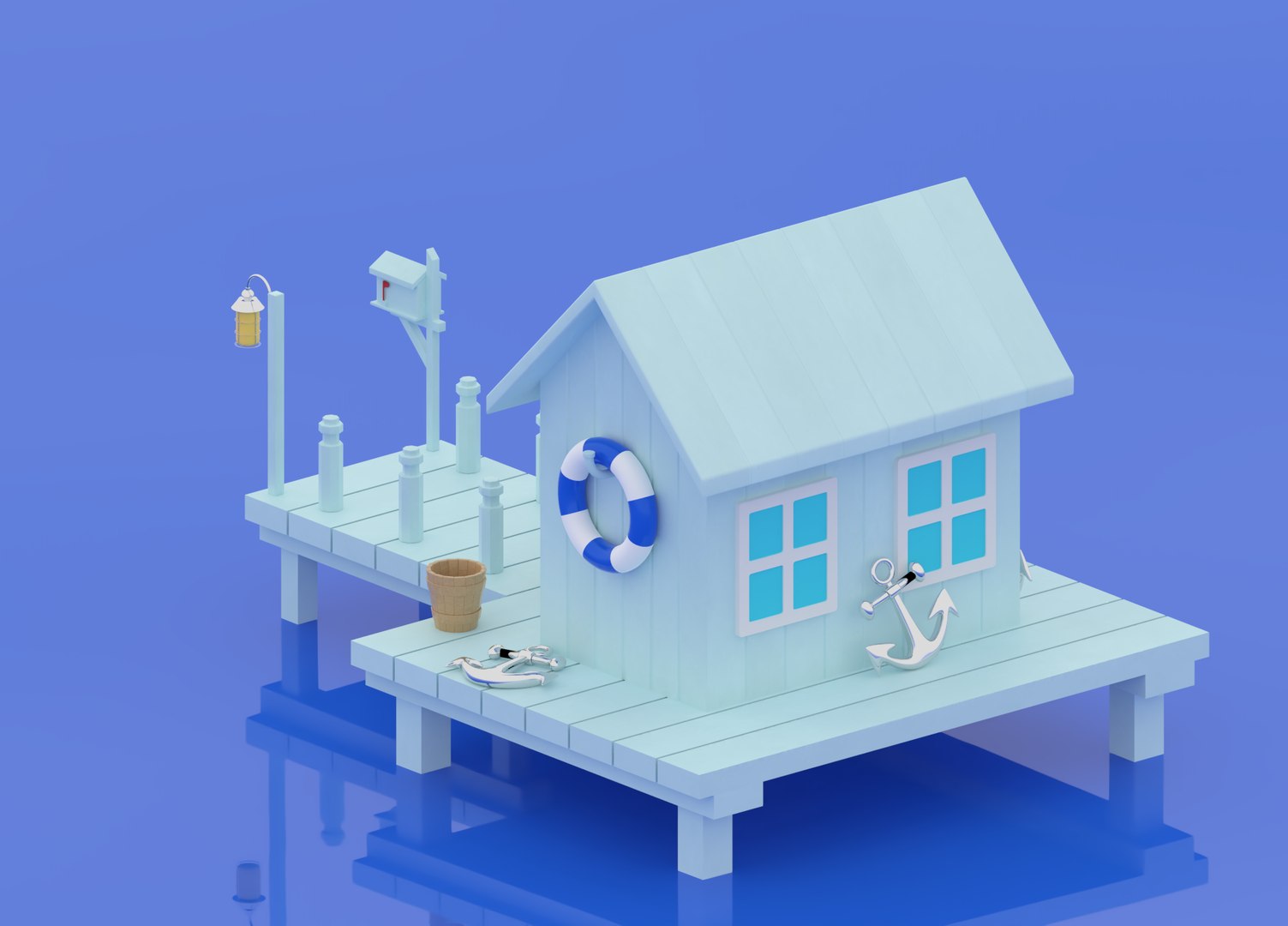 3D Cartoon Sea House Model - TurboSquid 1617187