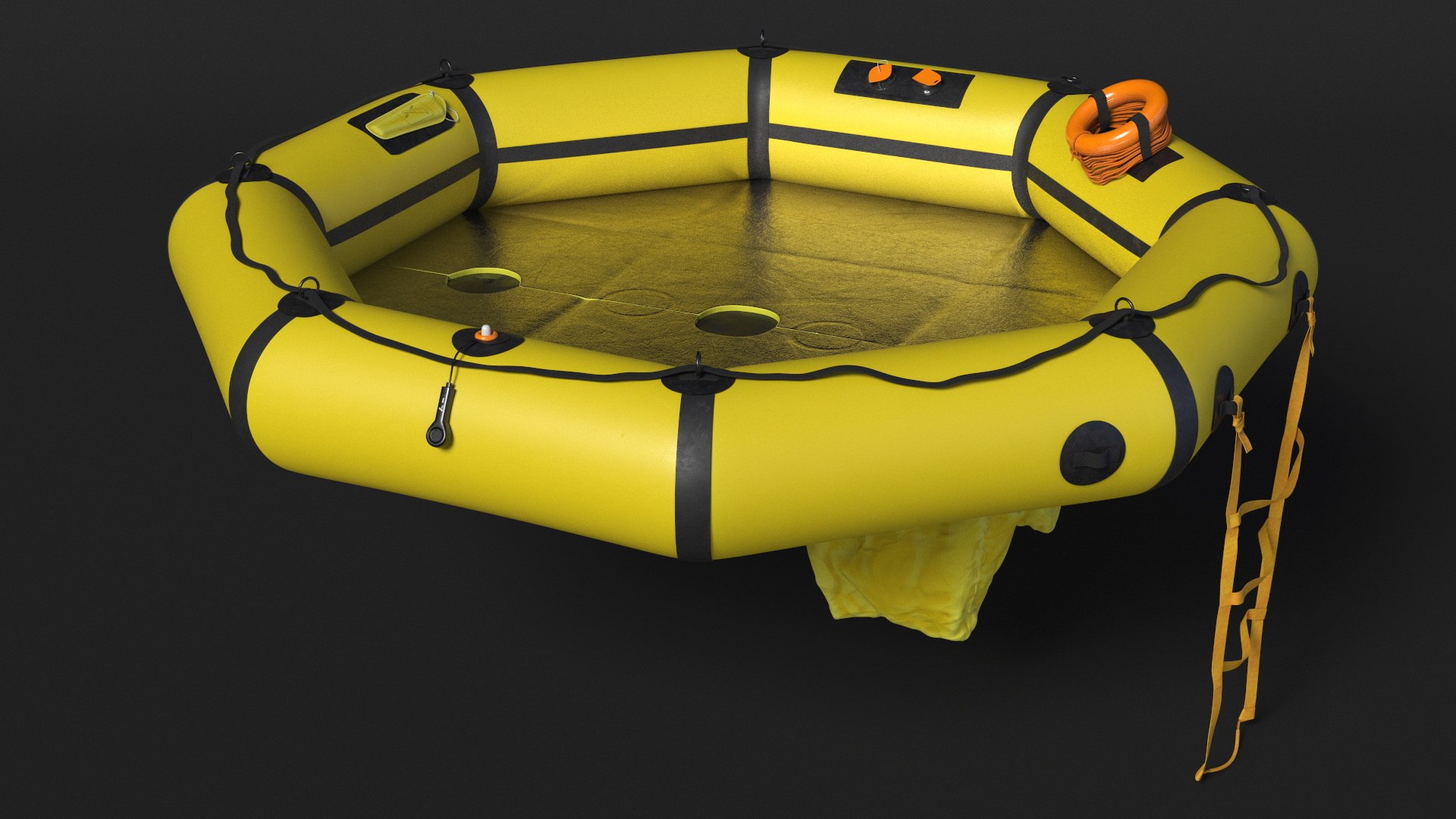 3D Advanced Life Raft With Extras Yellow Model - TurboSquid 2302587