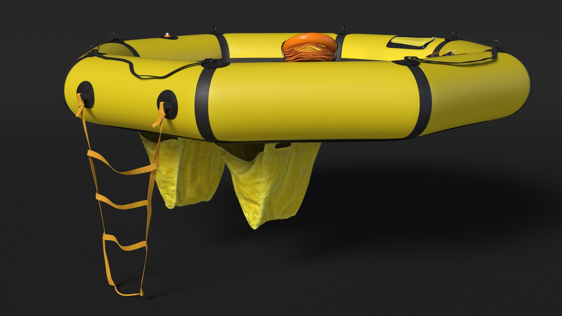 3D Advanced Life Raft With Extras Yellow Model - TurboSquid 2302587