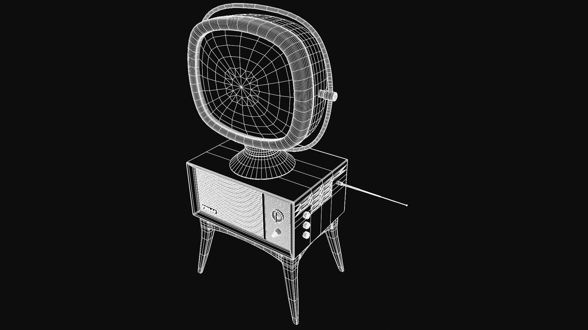 3d Model Of Philco Tandem Predicta Tv Set