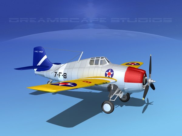 grumman f4f-3 fighter aircraft 3d model