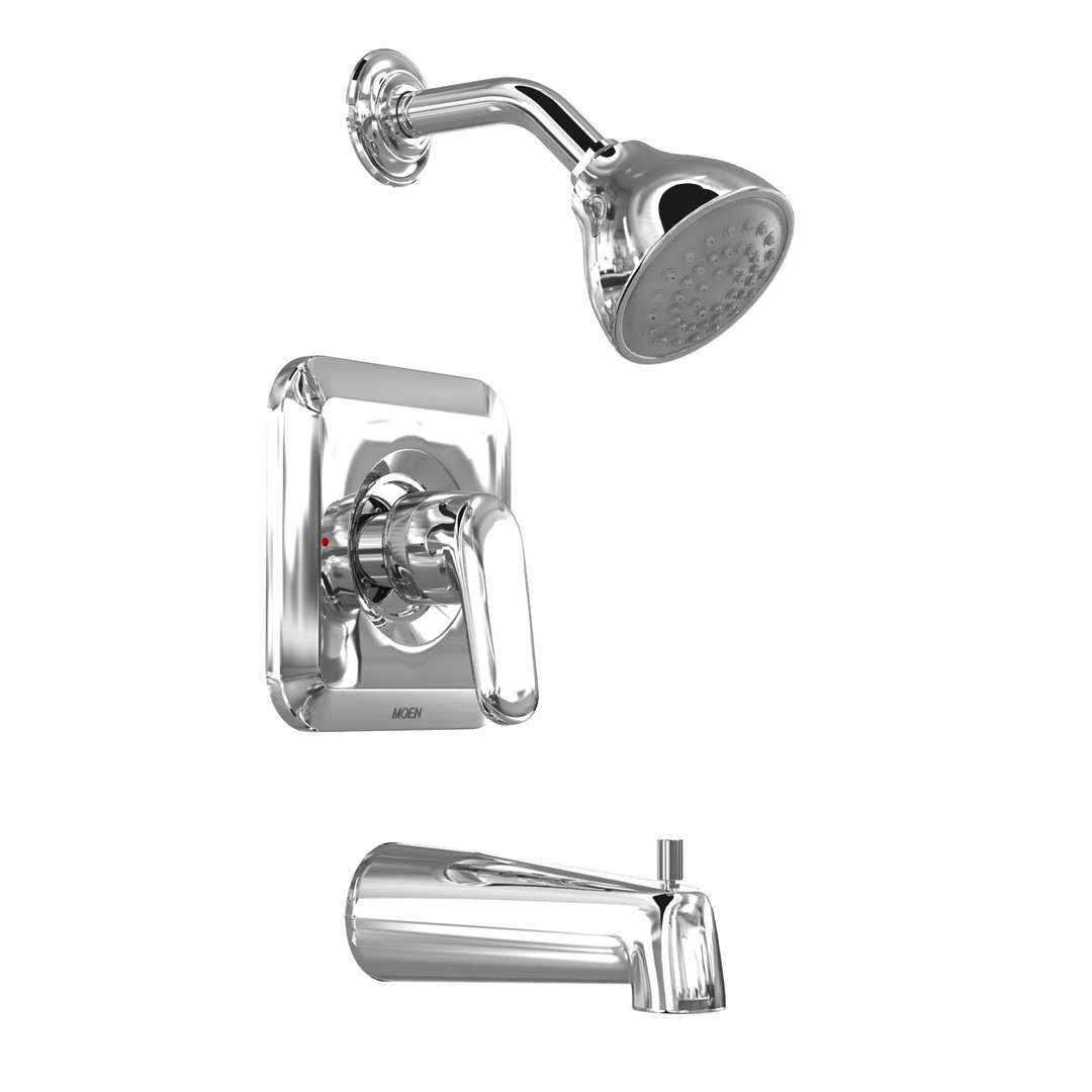 3D Moen Rizon Chrome Posi-Temp Eco Performance Tub Shower - TurboSquid 2043086