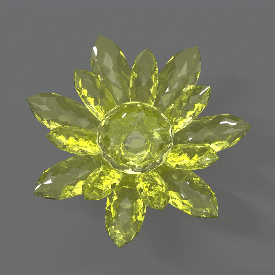 Glass Flower Showpiece Yellow 3D - TurboSquid 2207613