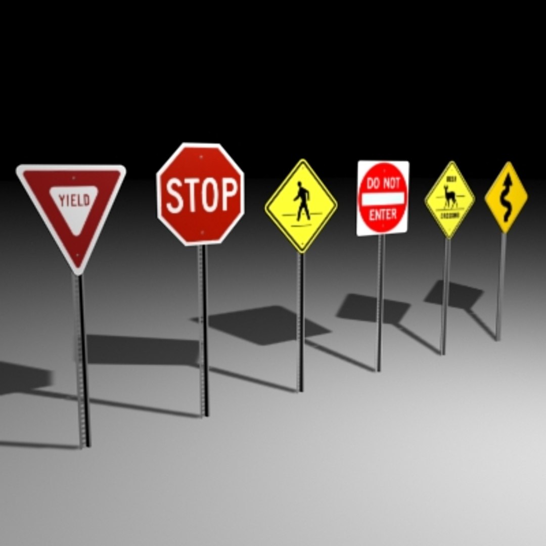3ds Max Sign Stop Yield