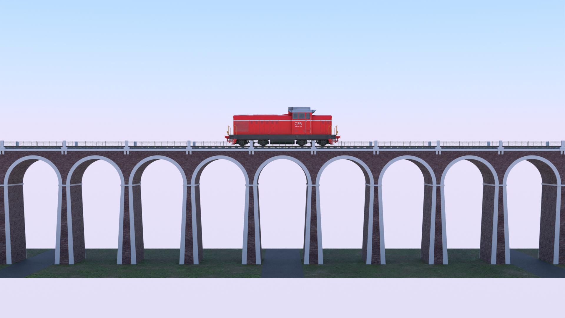 Viaduct With Locomotive PBR 3D Model - TurboSquid 2029643