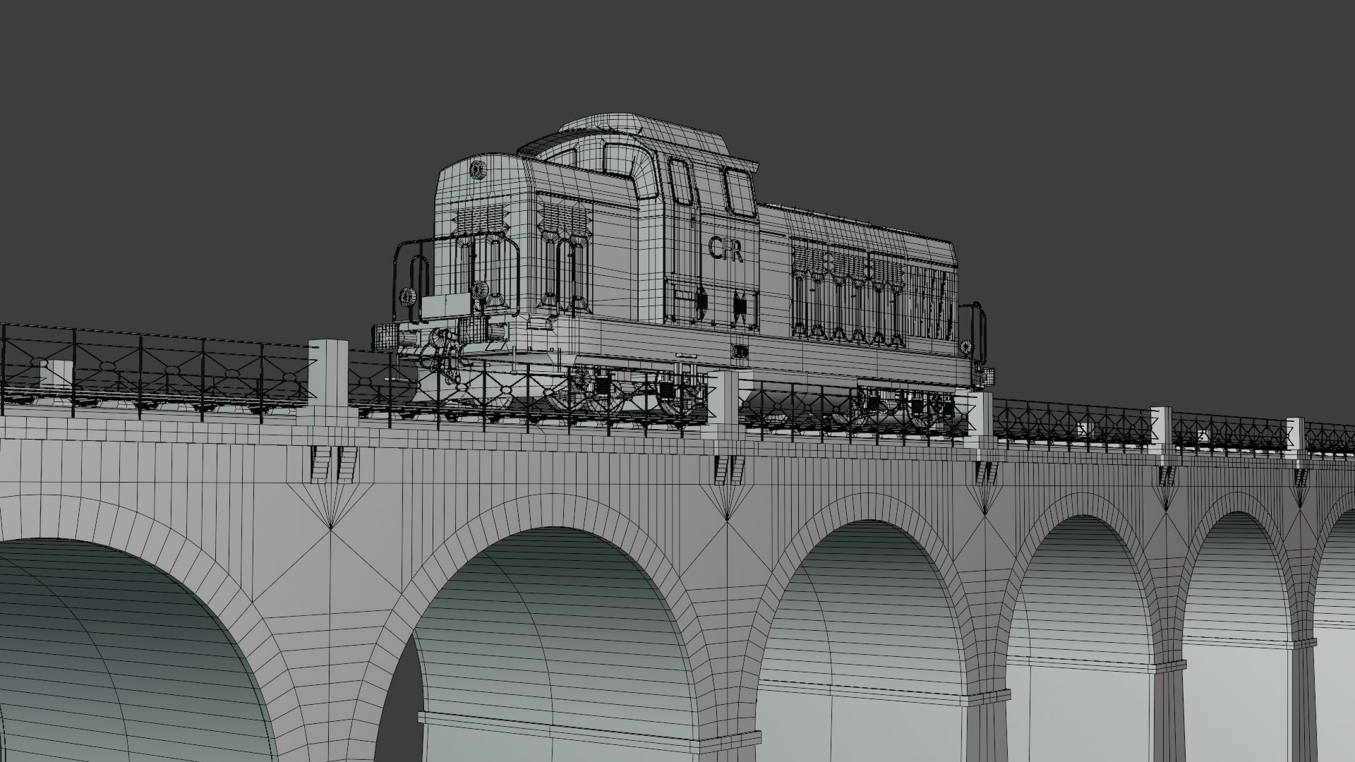 Viaduct With Locomotive PBR 3D Model - TurboSquid 2029643