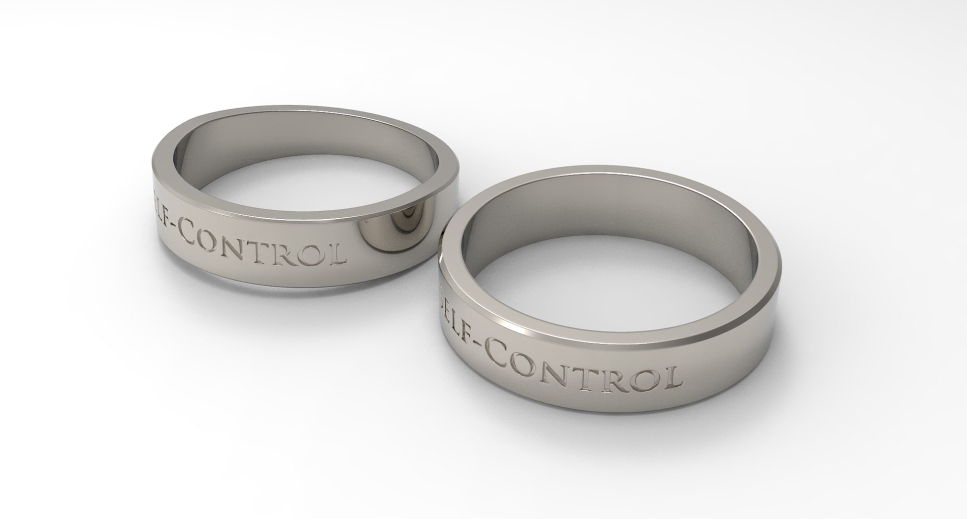 Self-Control Couple Ring Platinum 3D model - TurboSquid 1926898