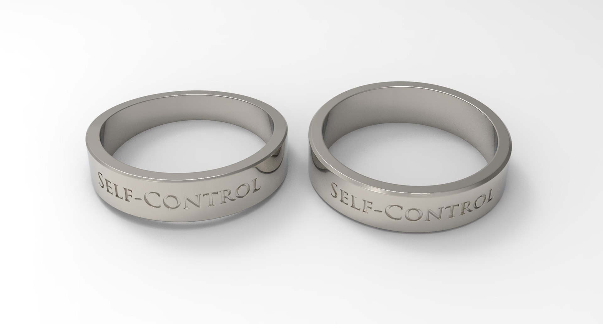 Self-Control Couple Ring Platinum 3D model - TurboSquid 1926898