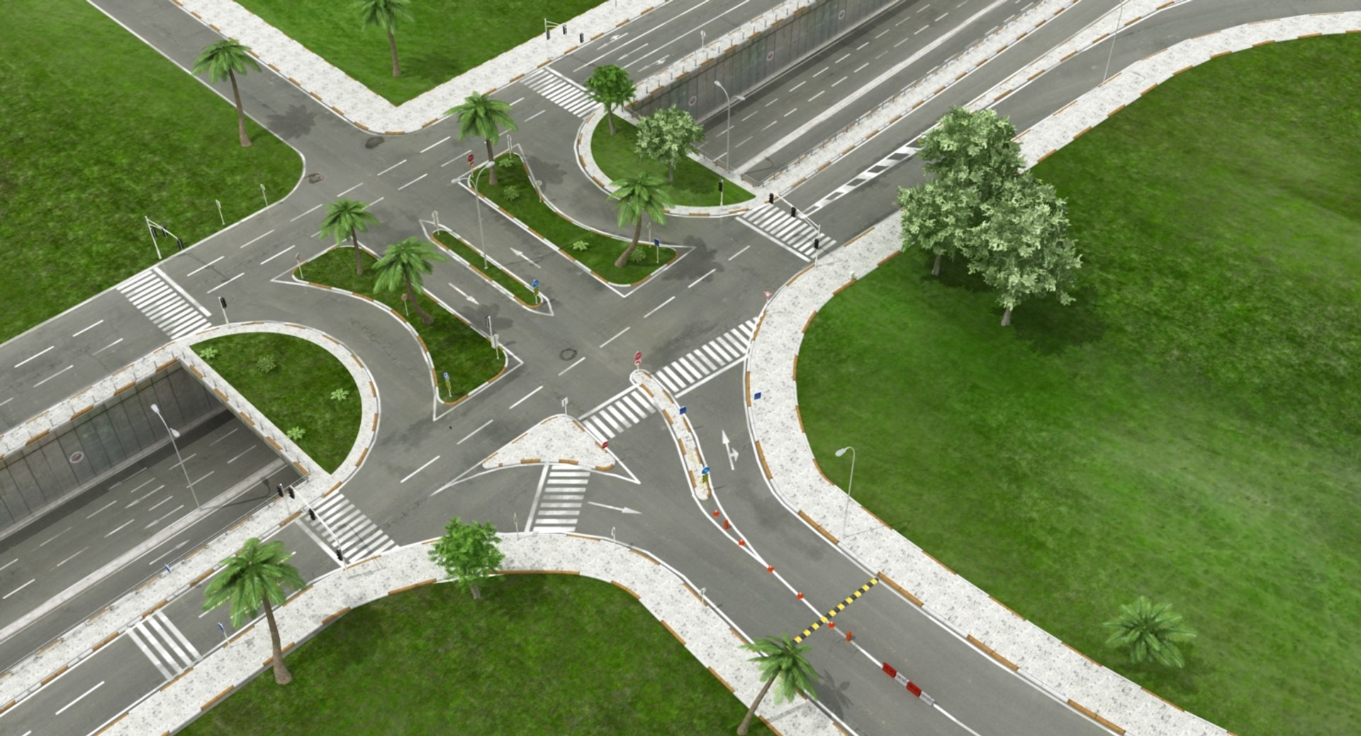 Intersection road 3D model - TurboSquid 1356629