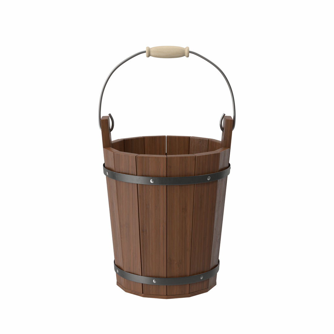 3D Dark Wood Bucket - TurboSquid 2199720
