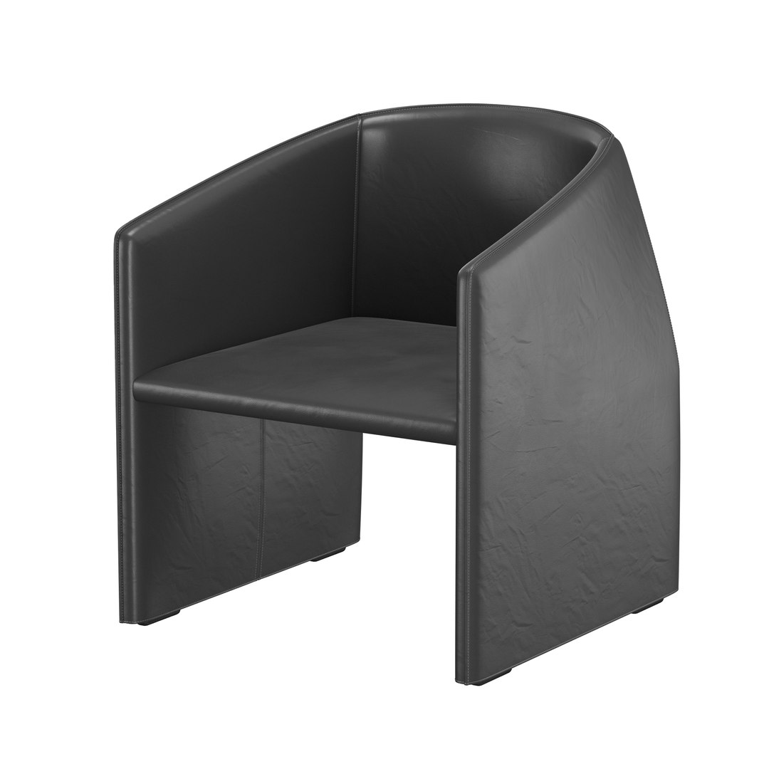 PLAU BLACK LEATHER ARMCHAIR 3D Model - TurboSquid 1983304