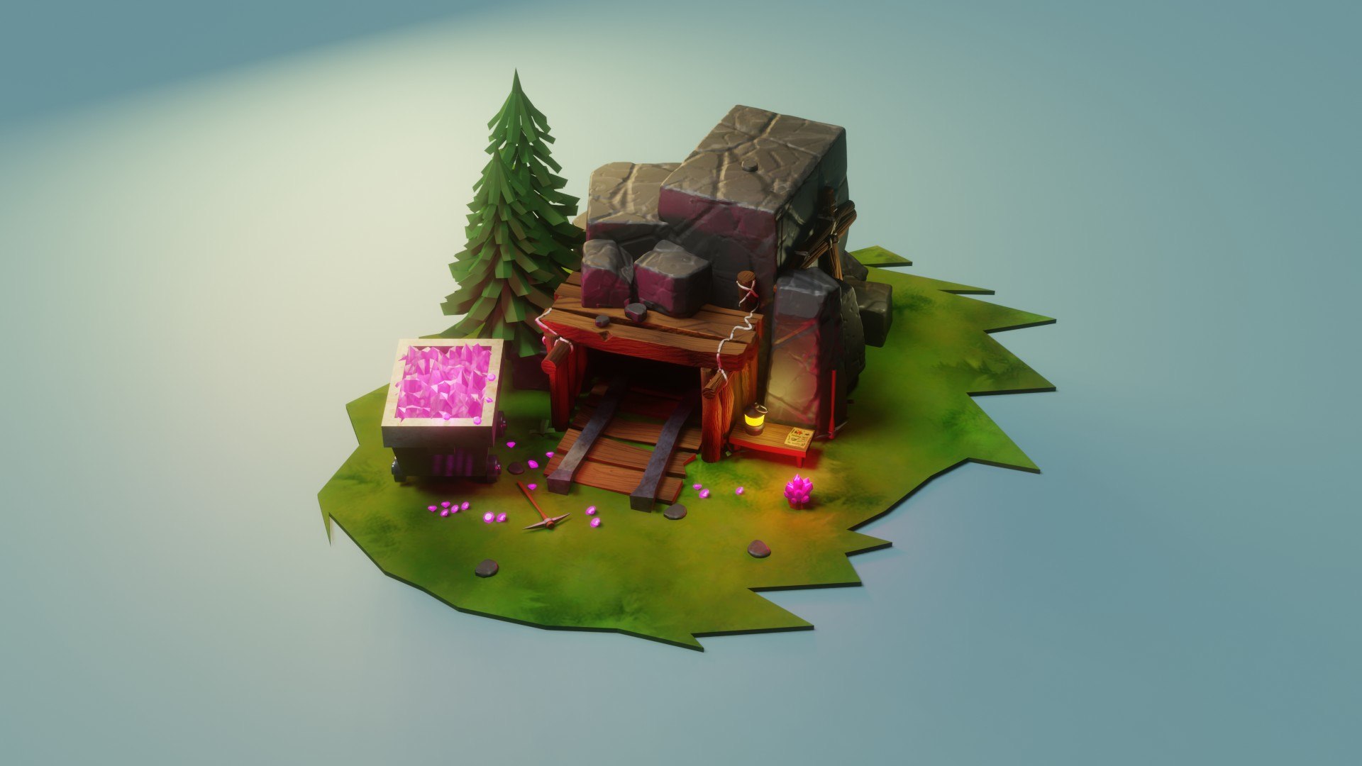 3D Gem Mine Lowpoly Blender 3D Diorama - TurboSquid 1941349