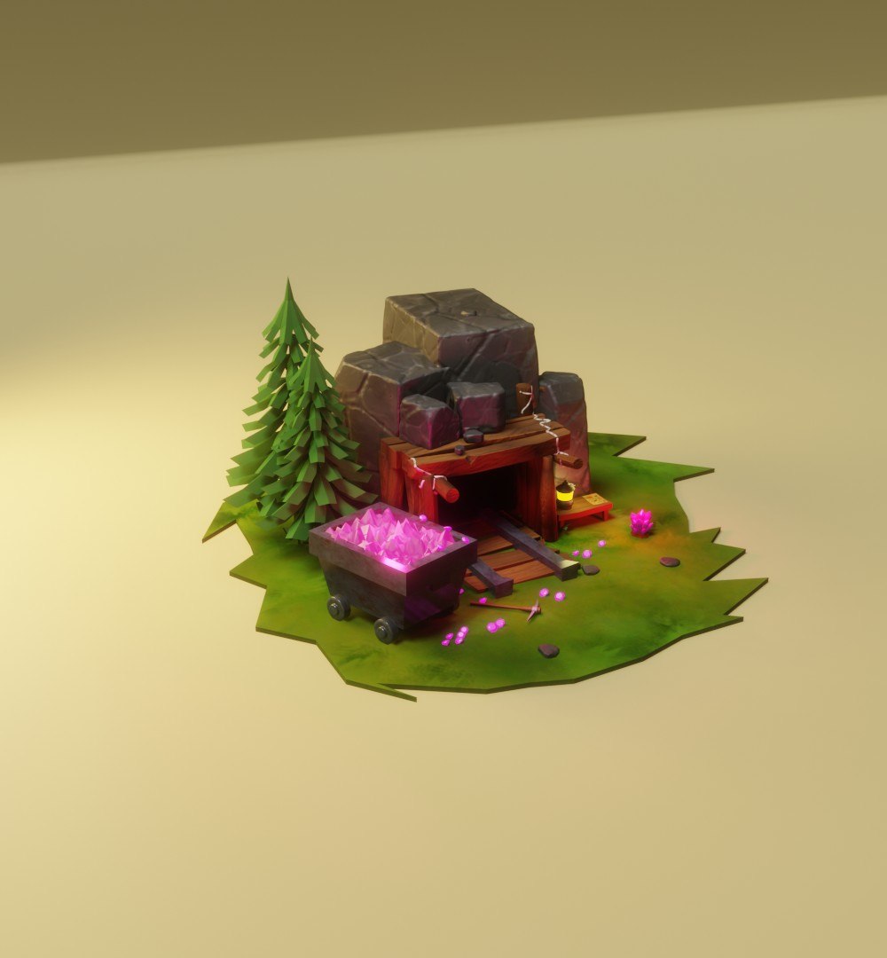3D Gem Mine Lowpoly Blender 3D Diorama - TurboSquid 1941349