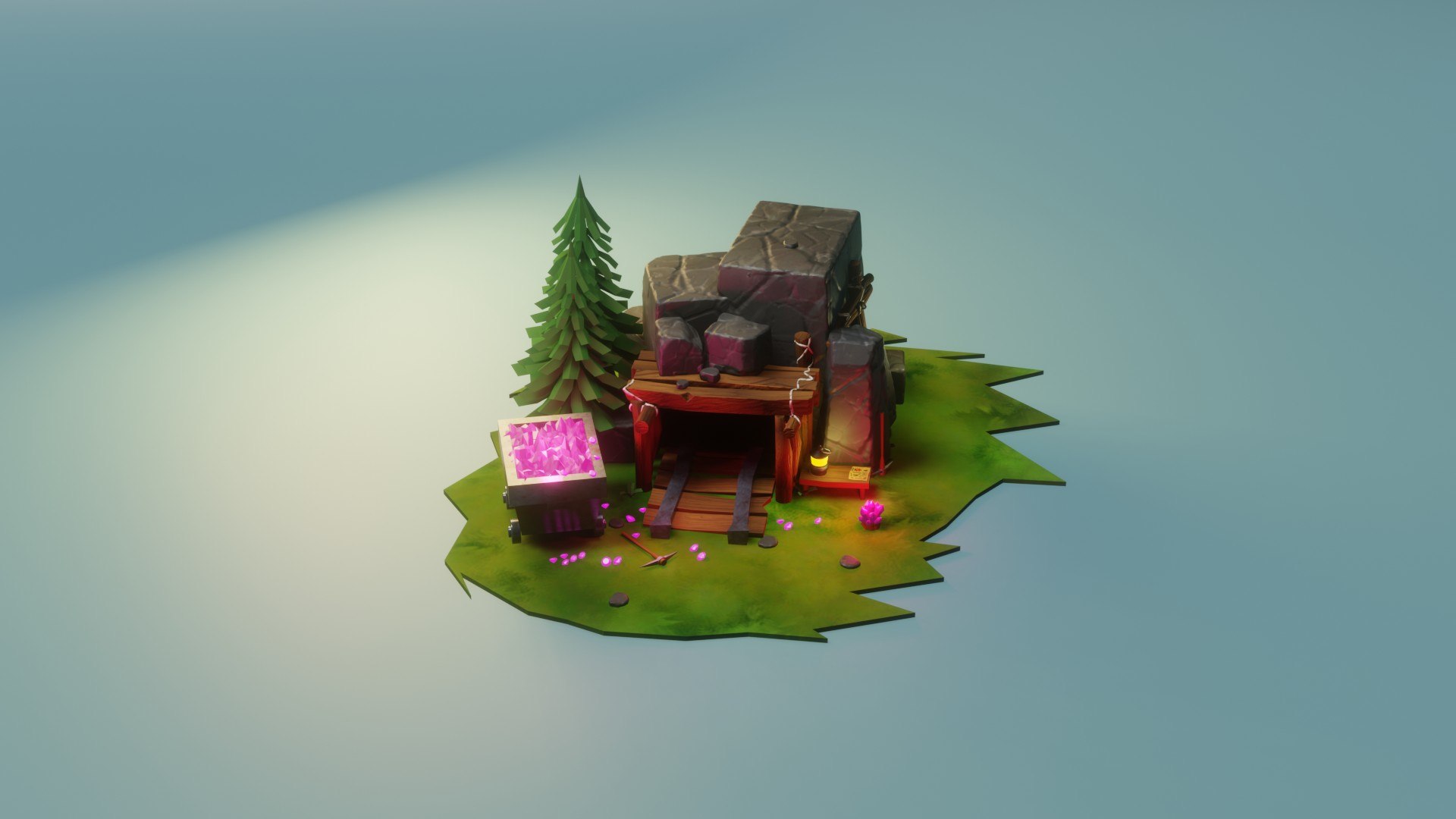 3D Gem Mine Lowpoly Blender 3D Diorama - TurboSquid 1941349