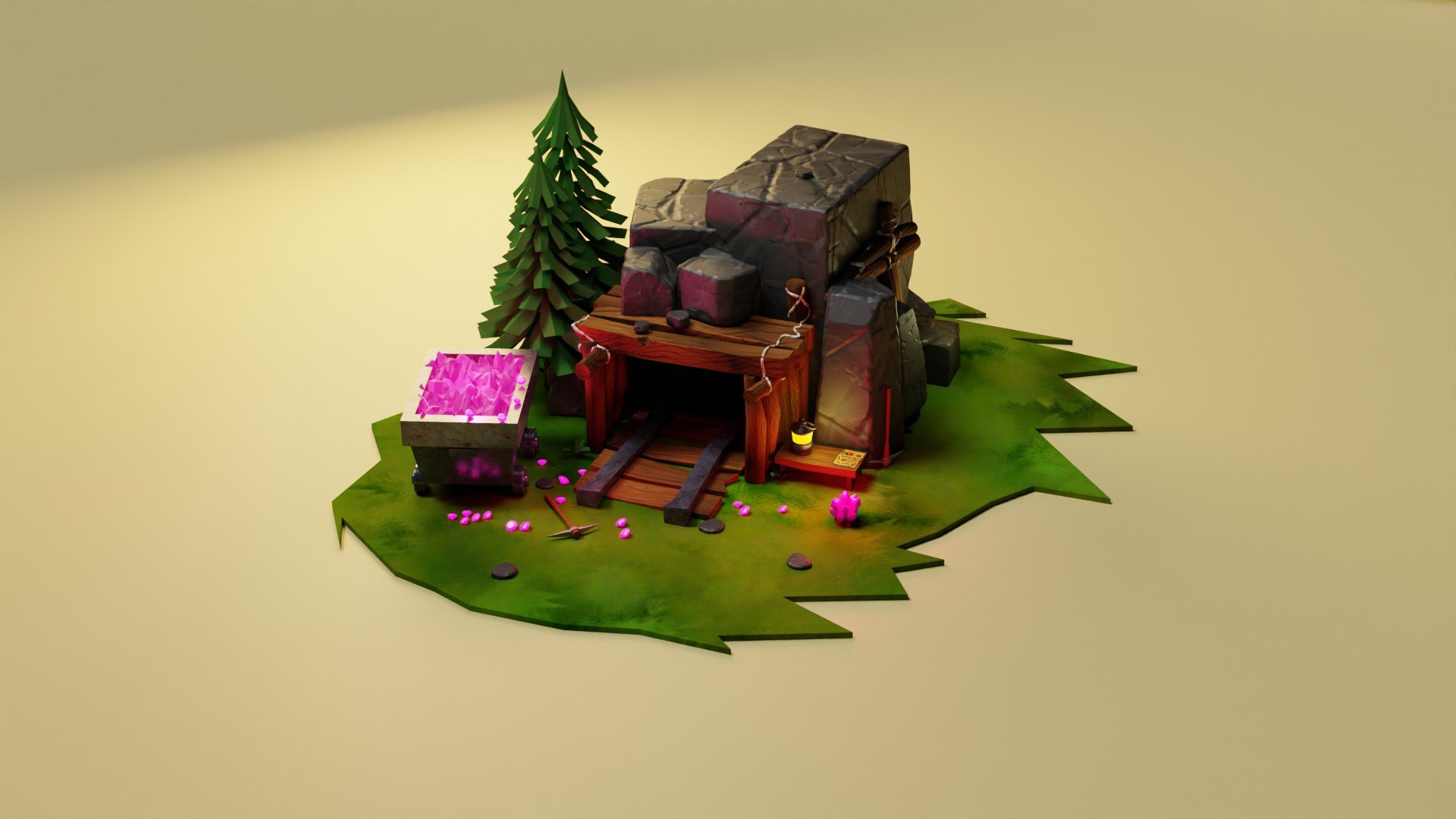 3D Gem Mine Lowpoly Blender 3D Diorama - TurboSquid 1941349