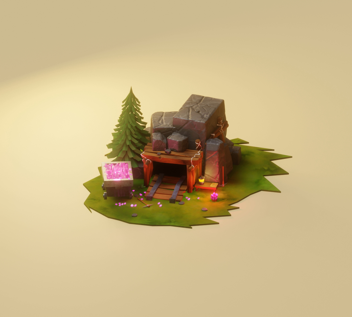 3D Gem Mine Lowpoly Blender 3D Diorama - TurboSquid 1941349