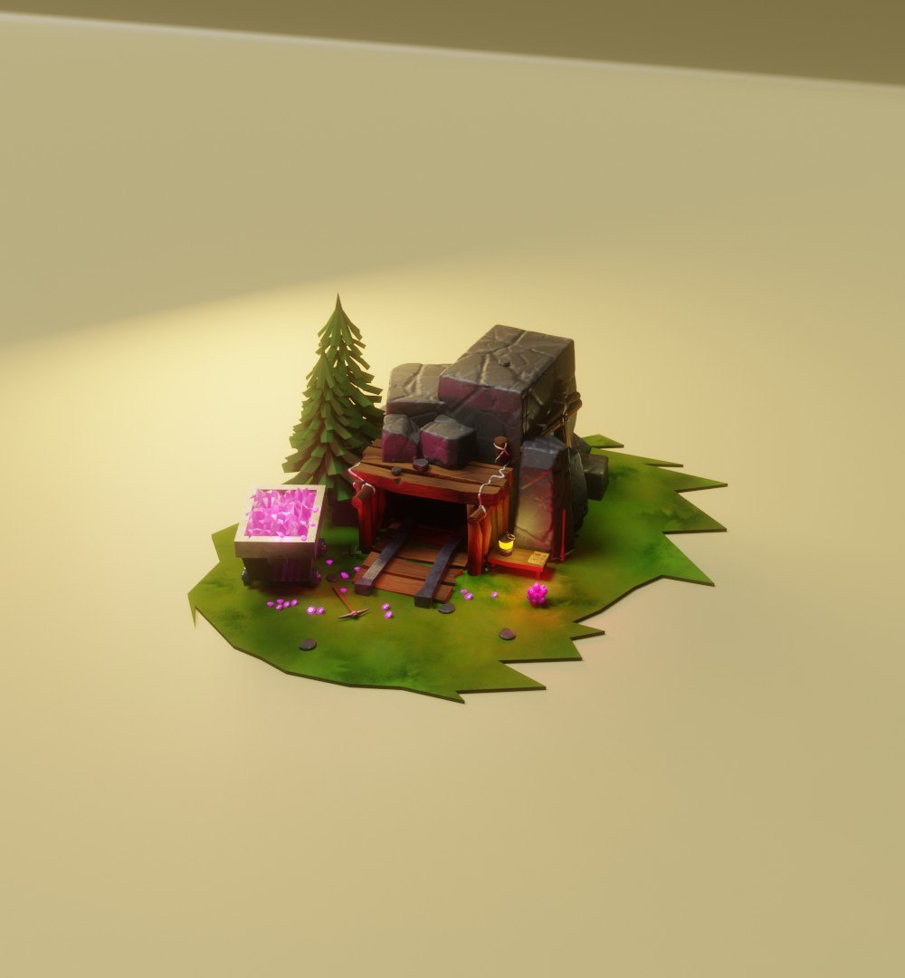 3D Gem Mine Lowpoly Blender 3D Diorama - TurboSquid 1941349