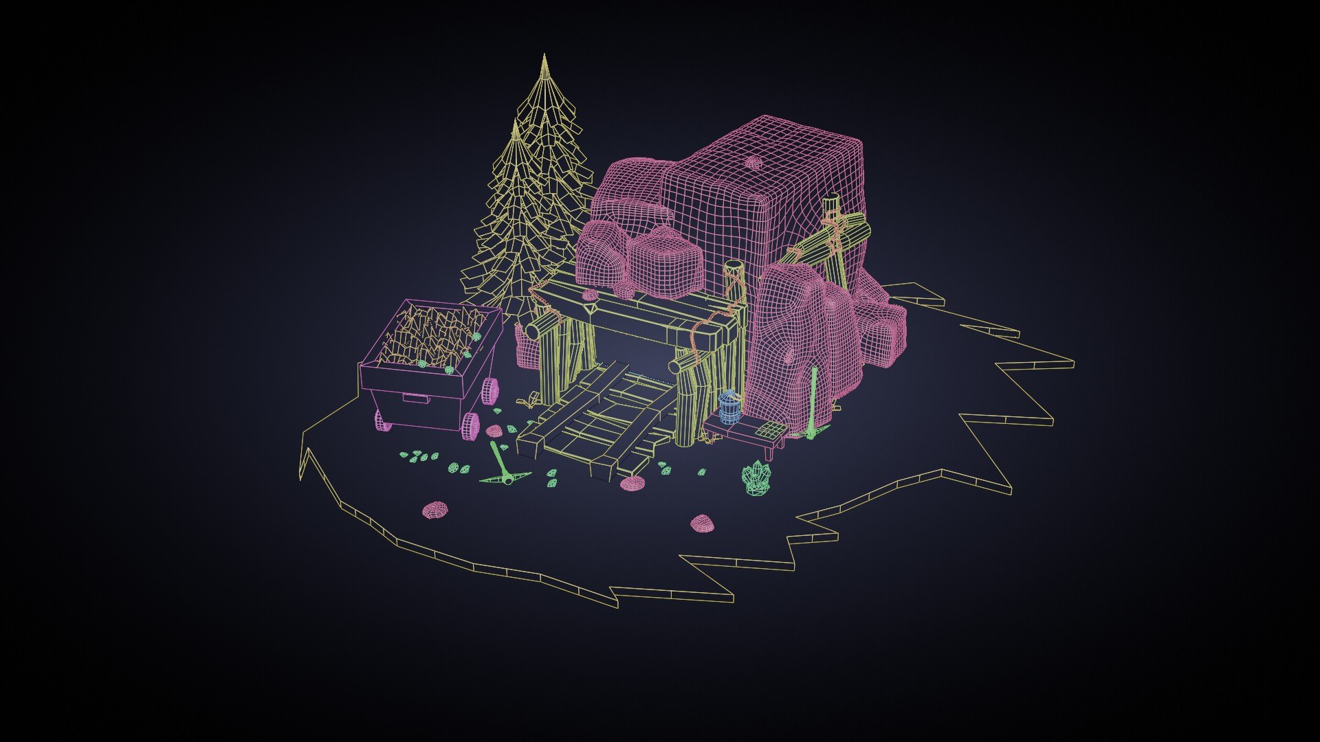 3D Gem Mine Lowpoly Blender 3D Diorama - TurboSquid 1941349