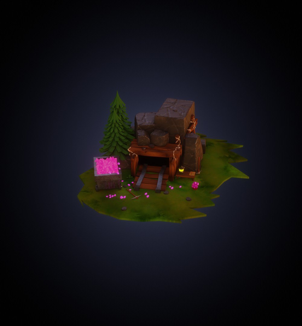 3D Gem Mine Lowpoly Blender 3D Diorama - TurboSquid 1941349