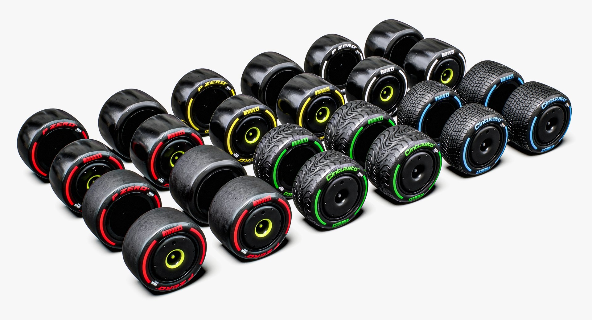 3D Formula 1 Pirelli Wheels Collection F1 Season 2023 - TurboSquid 2107337