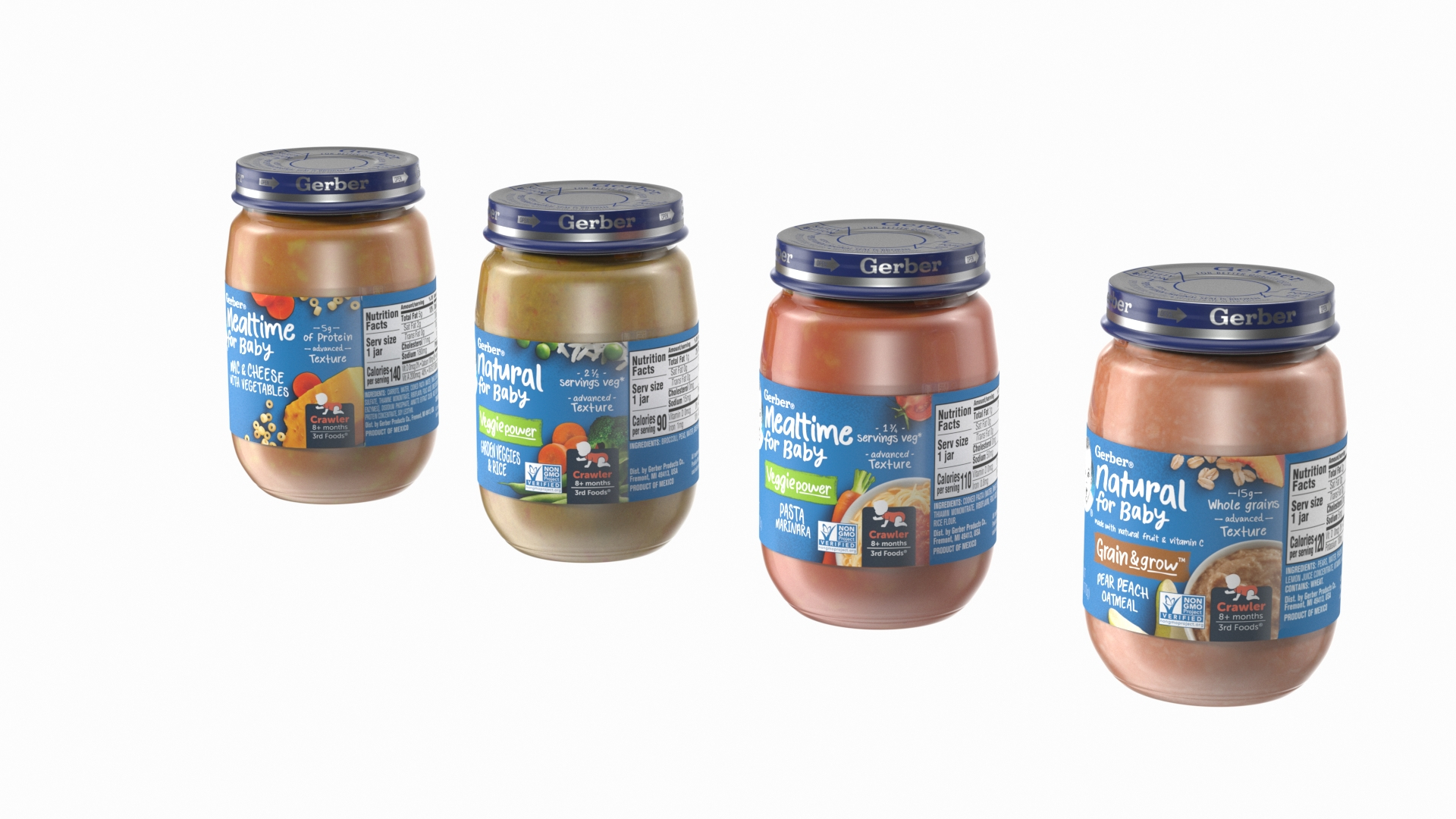 Gerber Mealtime Puree Baby Food Jars Set 170g Model - TurboSquid 2124482