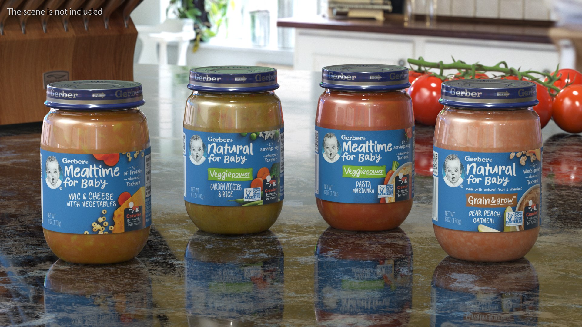 Gerber Mealtime Puree Baby Food Jars Set 170g Model - TurboSquid 2124482