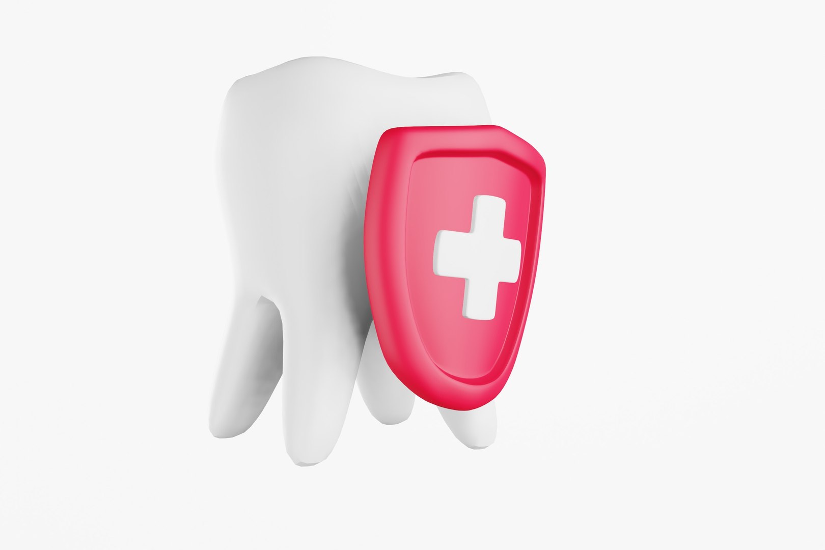 3D Model White Tooth Behind A Red Shield - TurboSquid 2056750