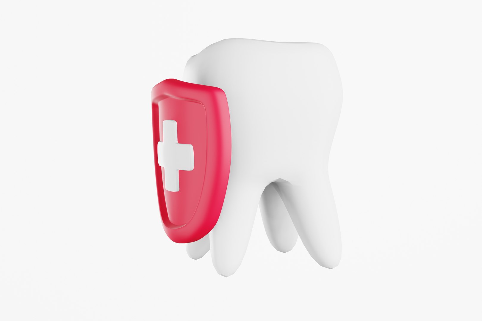 3D Model White Tooth Behind A Red Shield - TurboSquid 2056750