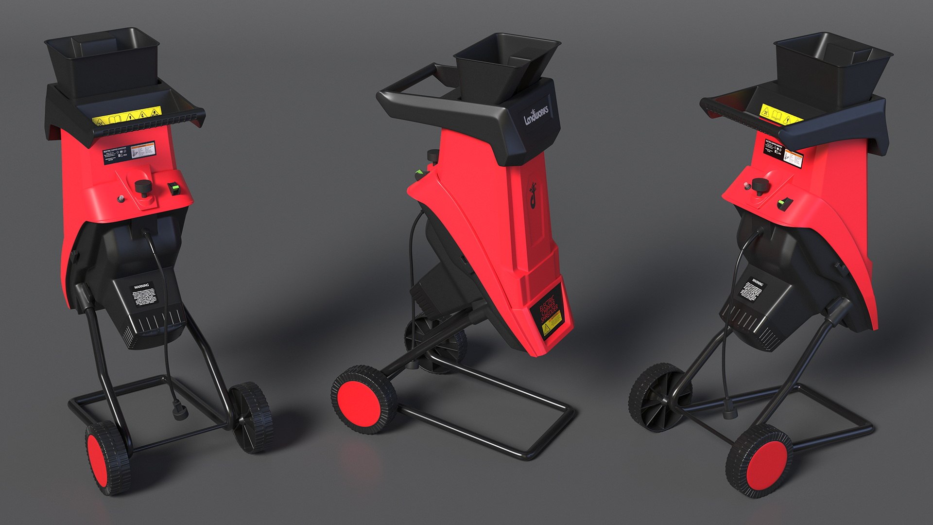 3D Electric Wood Shredder Landworks Red Model - TurboSquid 2164108