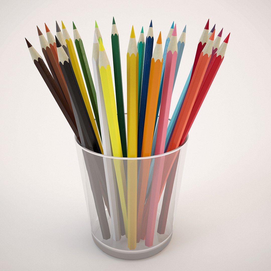 Pencils Glass 3d Model