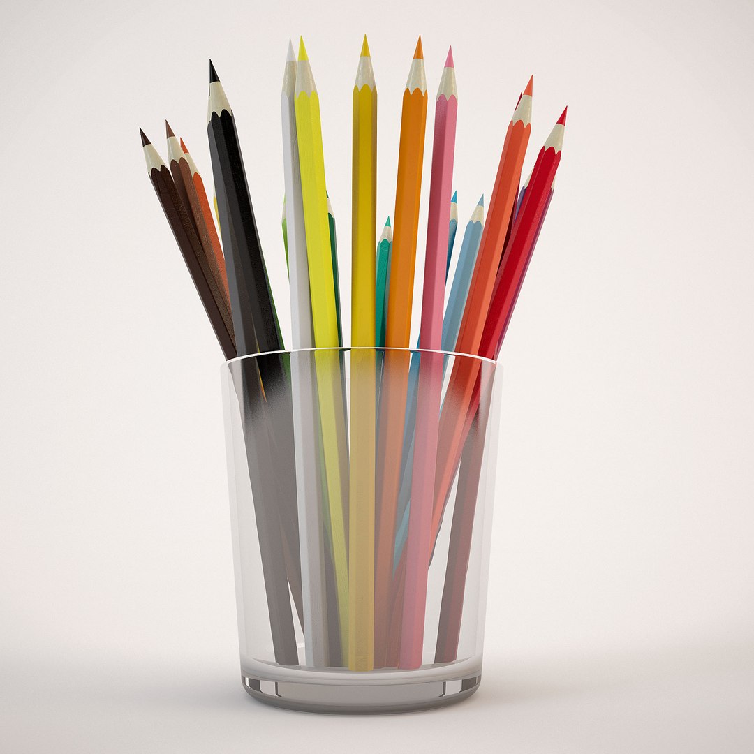 Pencils Glass 3d Model