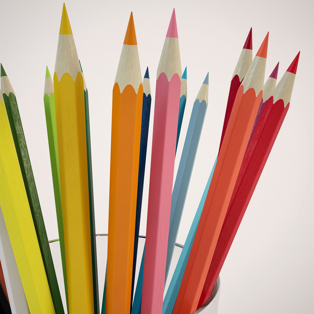 Pencils Glass 3d Model
