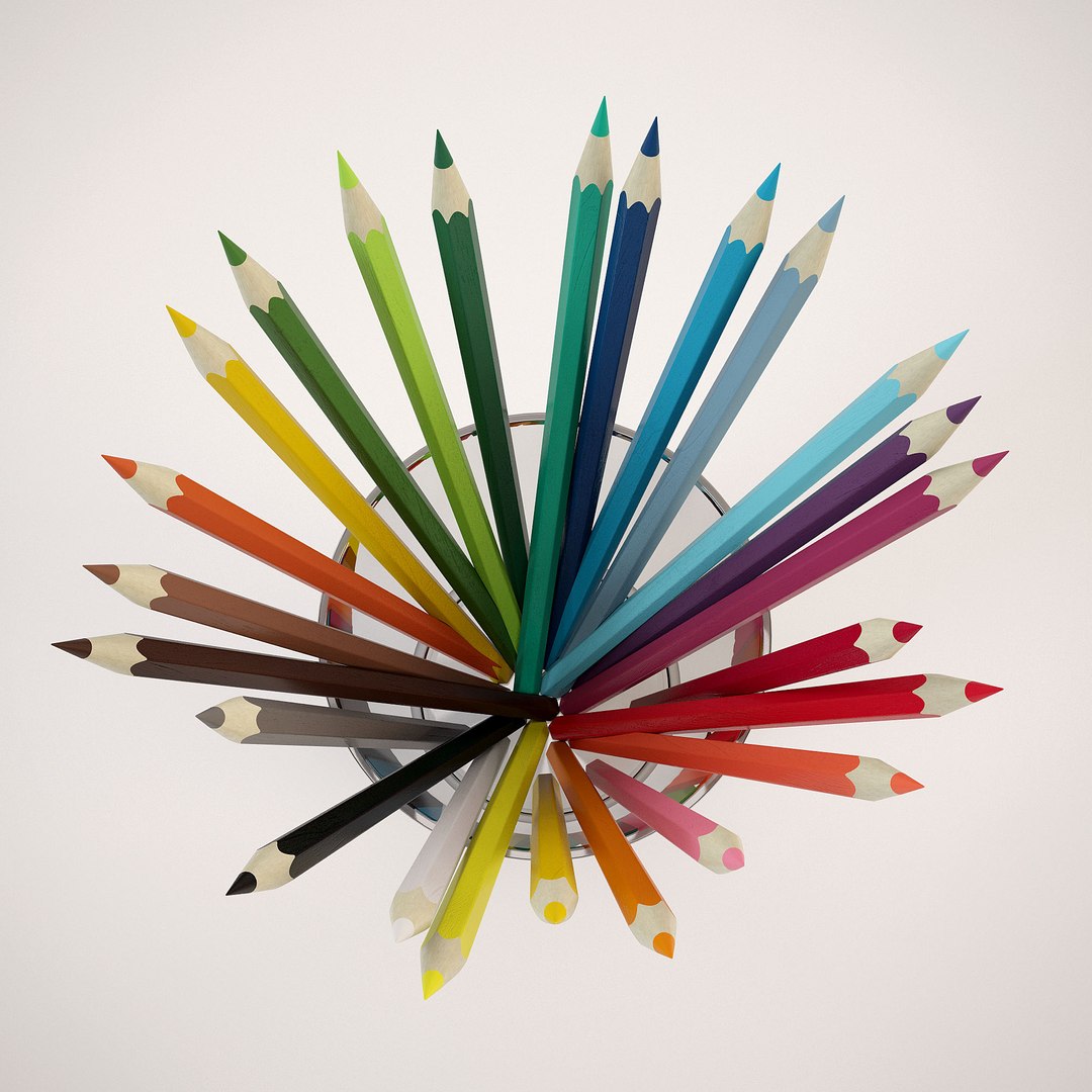Pencils Glass 3d Model