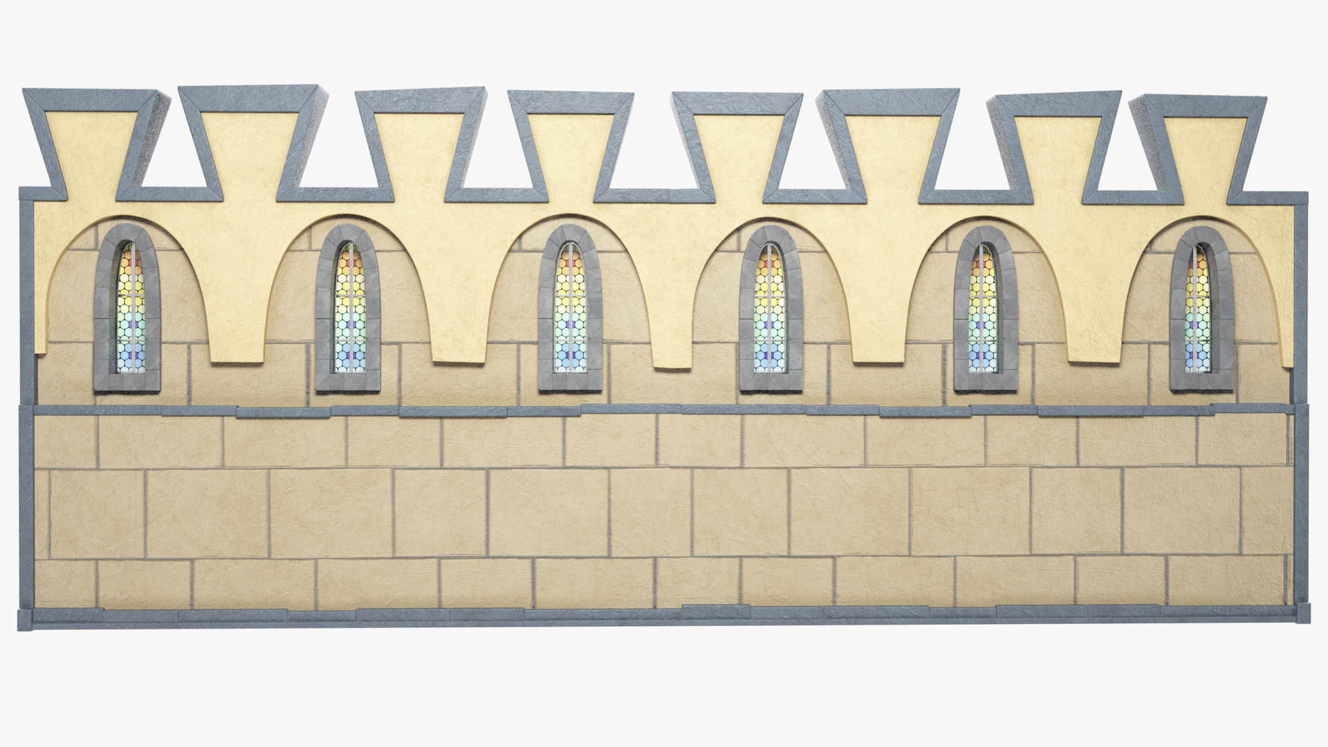 Medieval wall segment 3D - TurboSquid 1681624