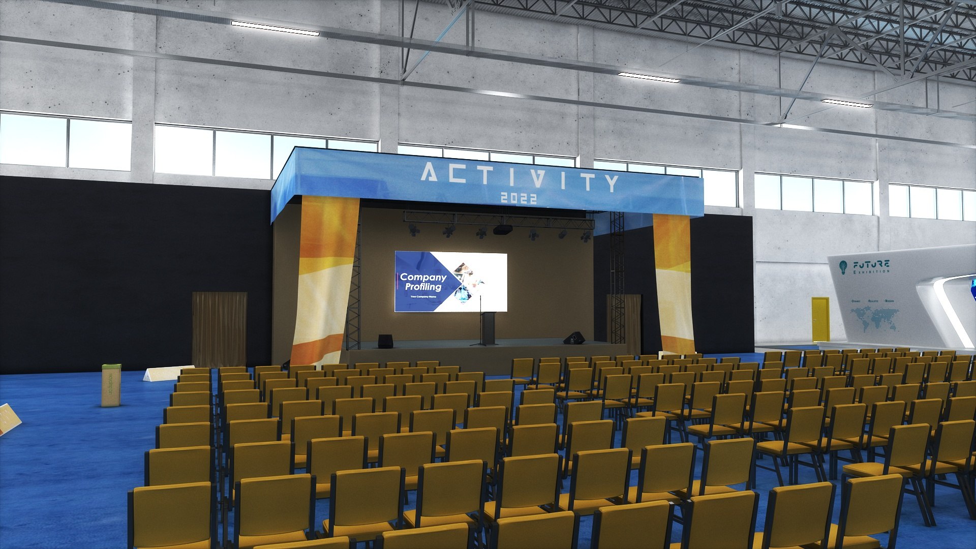 3D Big Exhibit Hall With 20 Different Stand - TurboSquid 1910388