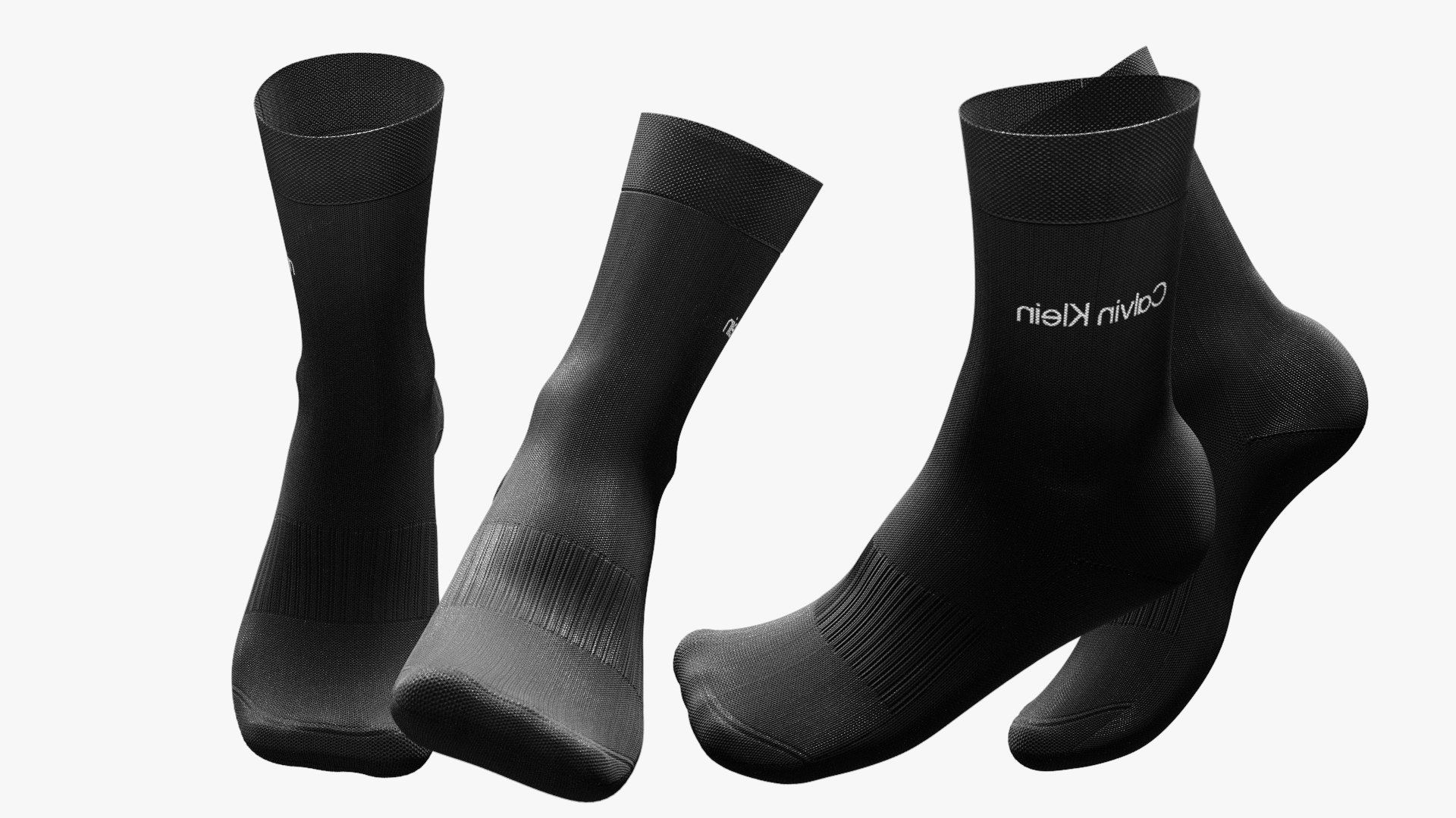 3D Pair Long Classics Sports Socks On Foot - TurboSquid 2277114